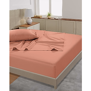 LANE LINEN Full Size Sheet Set – 450 Thread Count Soft & Breathable100% Cotton Sheets, 15” Deep Pocket Fully Elasticized Fitted Sheet, Luxury Hotel Quality Bedding, Rose Dawn