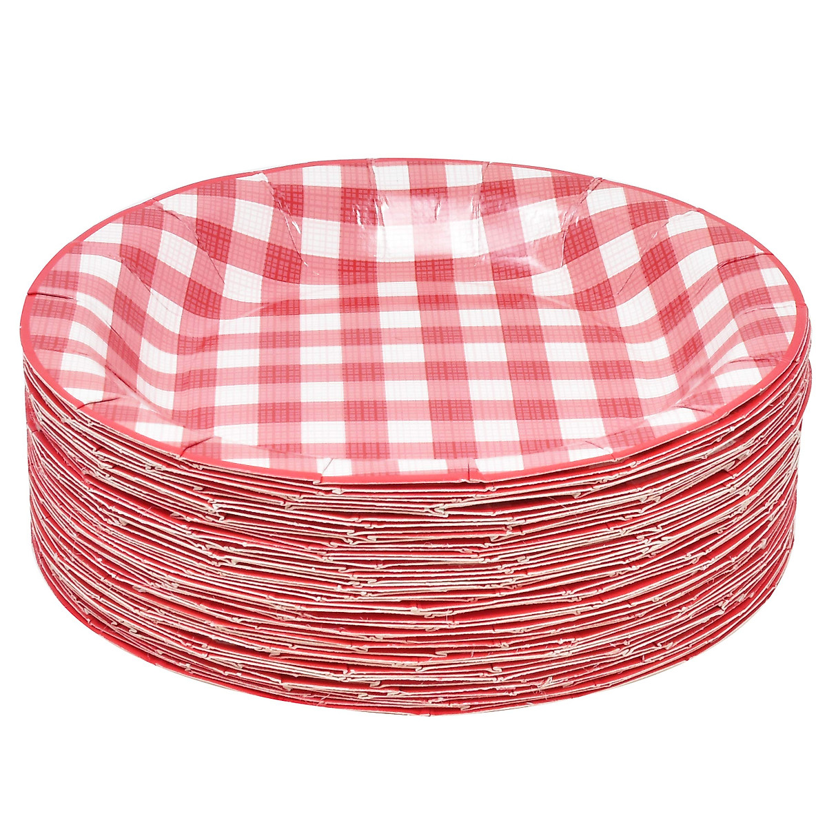 Gift Boutique 200 Pcs Red and White Gingham Party Supplies Set Paper Plate Napkin for Checkered Plaid Picnic BBQ Birthday Disposable Dinnerware Serve 50