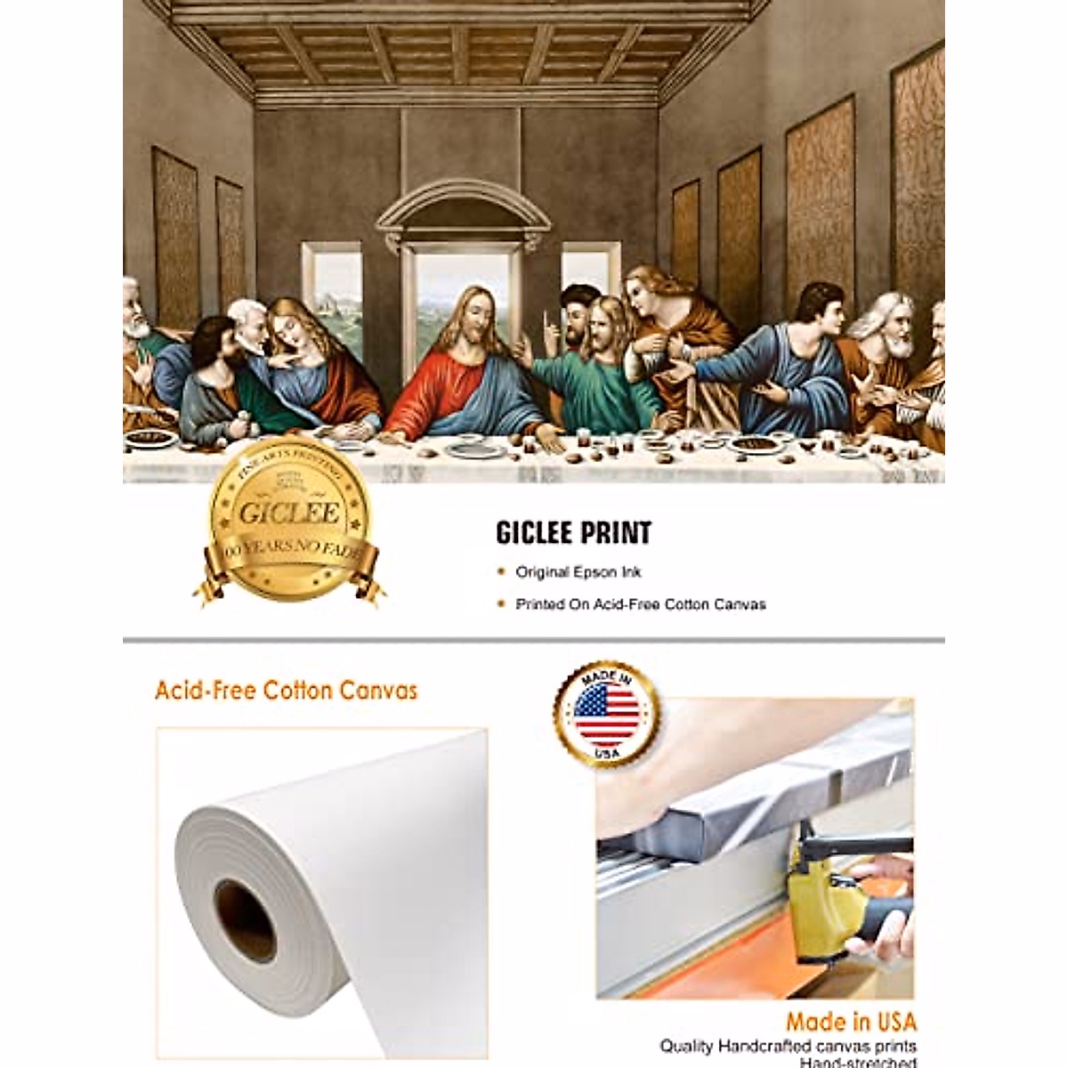 DECORARTS -The Last Supper, Leonardo da Vinci Classic Art Reproductions. Giclee Canvas Prints Wall Art for Home Decor 24x12