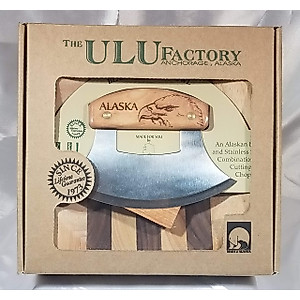 8" Block with Deep Dish Chopping Bowl and Eagle Etched Handle Ulu