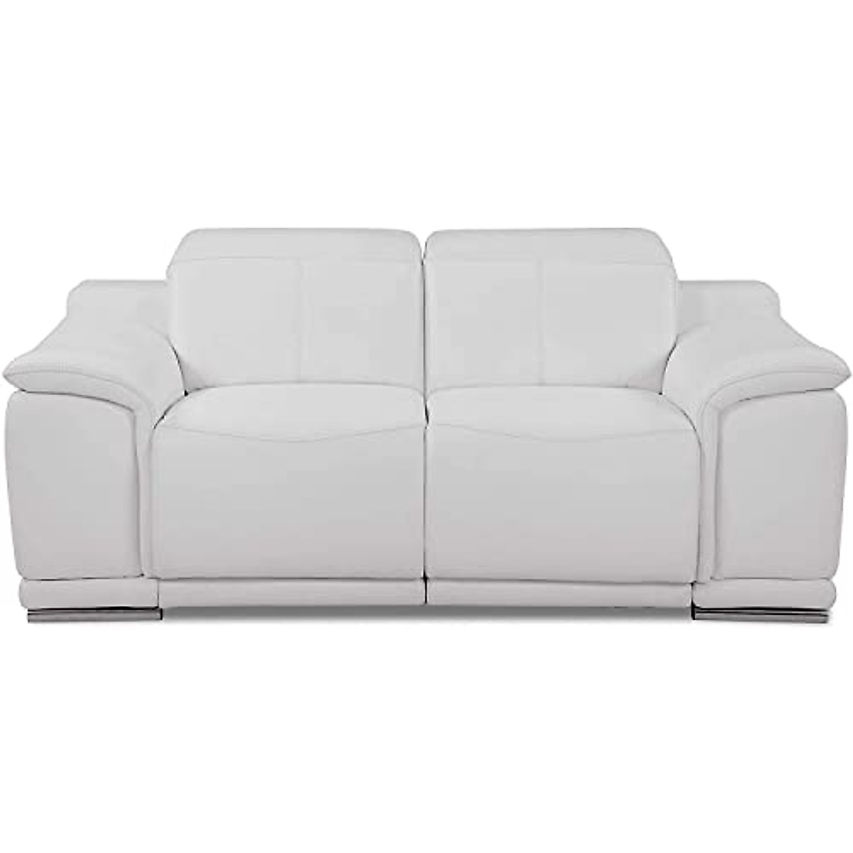 Blackjack Furniture Lorenzo Mid Century Modern Italian Leather Living Room Power Reclining, Loveseat, 72", White