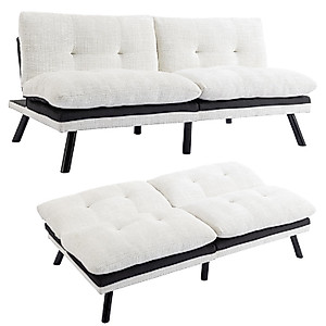 Anwickhomk Convertible Sofa Bed Folding Futon Sofa Bed Modern Upholstered Sleeper Couch for Compact Living Room Fabric Home Recliner Sofa,for Small Apartments, Compact Living Spaces, Offices (Grey)