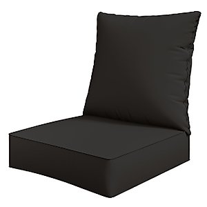 Pakunoda Outdoor Seat Cushion Set 24 x 24 x6.5 Inch Splash-Proof & Fade Resistant Patio Furniture Cushions with Removable Cover Deep Seat & Back Cushion with Straps for Chair Sofa Couch