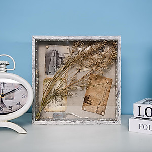 Deep Shadow Box with Light Hanging Display Case Wooden Memory Box Picture Frame Display Keepsake Box for Wall and Tabletop Tickets Memorabilia Bouquet Keepsakes Gift