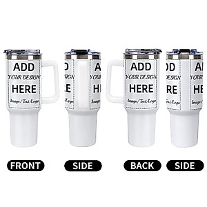 Personalized Tumbler with Handle|Custom Coffee Tumbler with Lid and Straw|Design Your Own Text/Photo Car Cup Holder|Stainless Steel Cup for Gym/Work/Travel Mug Gift for Women&Men(40oz)