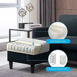 Mjkone Convertible Sectional Sofa Couch with Storage Ottoman, 76" W L-Shaped Couch for Living Room, 3-Seat Sofas with Reversible Chaise, Sectional Couches for Living Room/Office/Bedroom (Dark Grey)