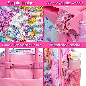 Kids Luggage for Girls, Cute Unicorn Rolling Wheels Suitcase for Toddler Children