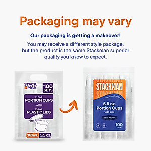 [100 Sets - 5.5 oz.] Plastic Clear Portion Cups, Snack / Yogurt /Parfait/ Pudding / Souffle /Dessert Cups, Disposable Containers with Lids 5.5oz.