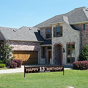 Joyiou Happy 13th Birthday Backdrop Banner Decorations for Girl, Official Teenager Banner, Large Rose Gold 13 Birthday Party Sign Supplies, thirteen Birthday Photo Booth Props Décor (9.8x1.6ft)