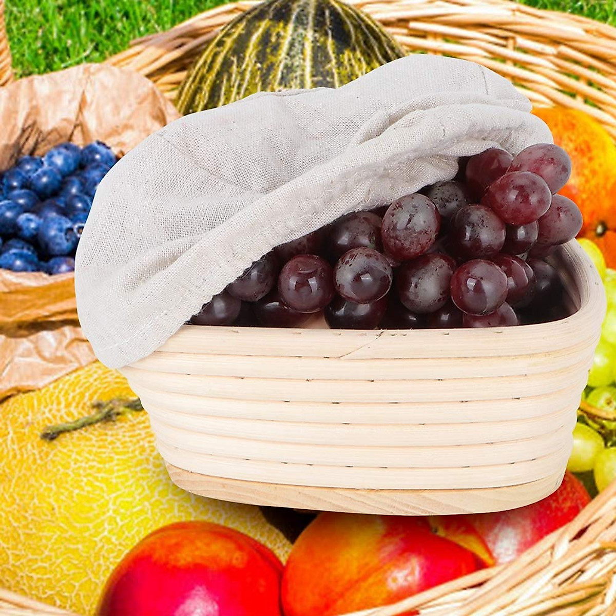 Banneton Proofing Basket, Heart Shaped Rattan Bread Basket with Proofing Liner Cloth for Sourdough Bread Making, Handmade Bread Proofing Basket Brotform Baking Bowl Dough Gifts 7.1 x 6.1 x 3.0in