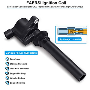 FAERSI Pack of 6 Ignition Coil Compatible with Ford Escape Five Hundred Freestyle Taurus Mazda 6 MPV Tribute Mercury Mariner Montego Sable 3.0L V6 Models Replace OE# 18LZ-12029-AA, DG513,DG500