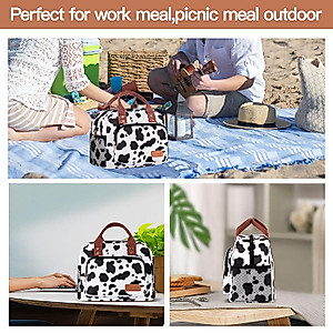 Yotrone Lunch Bag Women, Insulated Lunch Box Lunch Bag for Women Men Adult Work, Cute Lunch Tote Bag Large Capacity Reusable Cooler Lunch Containers for Travel Picnic or Office(Cow)