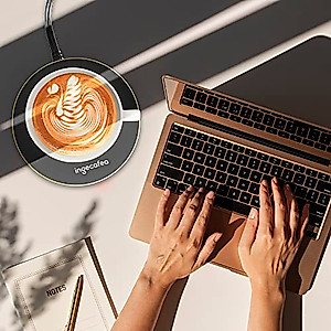 Coffee Mug Warmer for Desk Auto Shut Off, Ingecafea Coffee Cup Warmer for Desk Use 4 Temperature Settings & 4 Hours Auto Shut Off Large Heated Hot Plate for Beverage Tea Coffee Milk (Round)