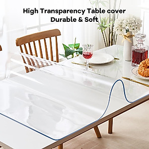 Clear PVC Desk Protector Plastic Crystal Tabletop Topper Thick Small Table Cover Protector 12x36 In Rectangular Plastic Night Stand Desk Pad Mat for Office Computer Desk/Sofa Table Easy Clean Wipeable