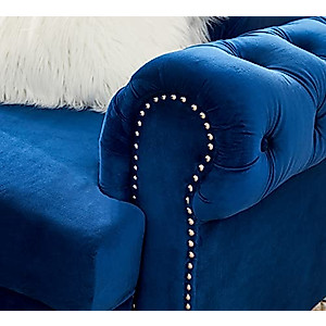 Legend Vansen Curved Modular Sofa Semi Circular Couch，Comfortable Velvet Upholstery，Living Room, Apartment, Bedroom Sectional, 138.6'', Blue