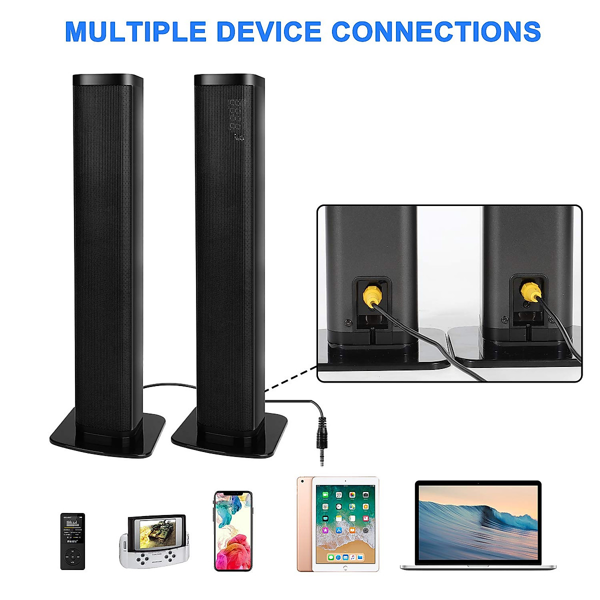 Bluetooth Sound Bars for TV 40W Home Theater Audio Detachable Sound Speaker System Optical/Aux/USB Wired TV Sound bar, 2 in 1 Surround Wall Mountable 35 Inch Separable