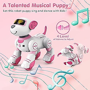 VATOS Remote Control Robot Dog Toy for Kids - Interactive Touch & Follow 17 Functions Robot Dog Pet, Programmable Smart Walking Puppy Intelligent Dancing RC Robot Toys for Girls 3-12 Birthday Gifts