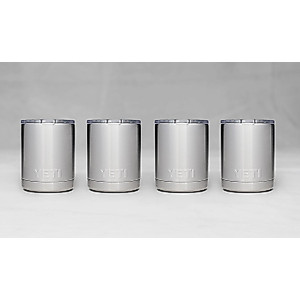 YETI Rambler 10 oz Lowball, Vacuum Insulated, Stainless Steel with Standard Lid, 4 Pack