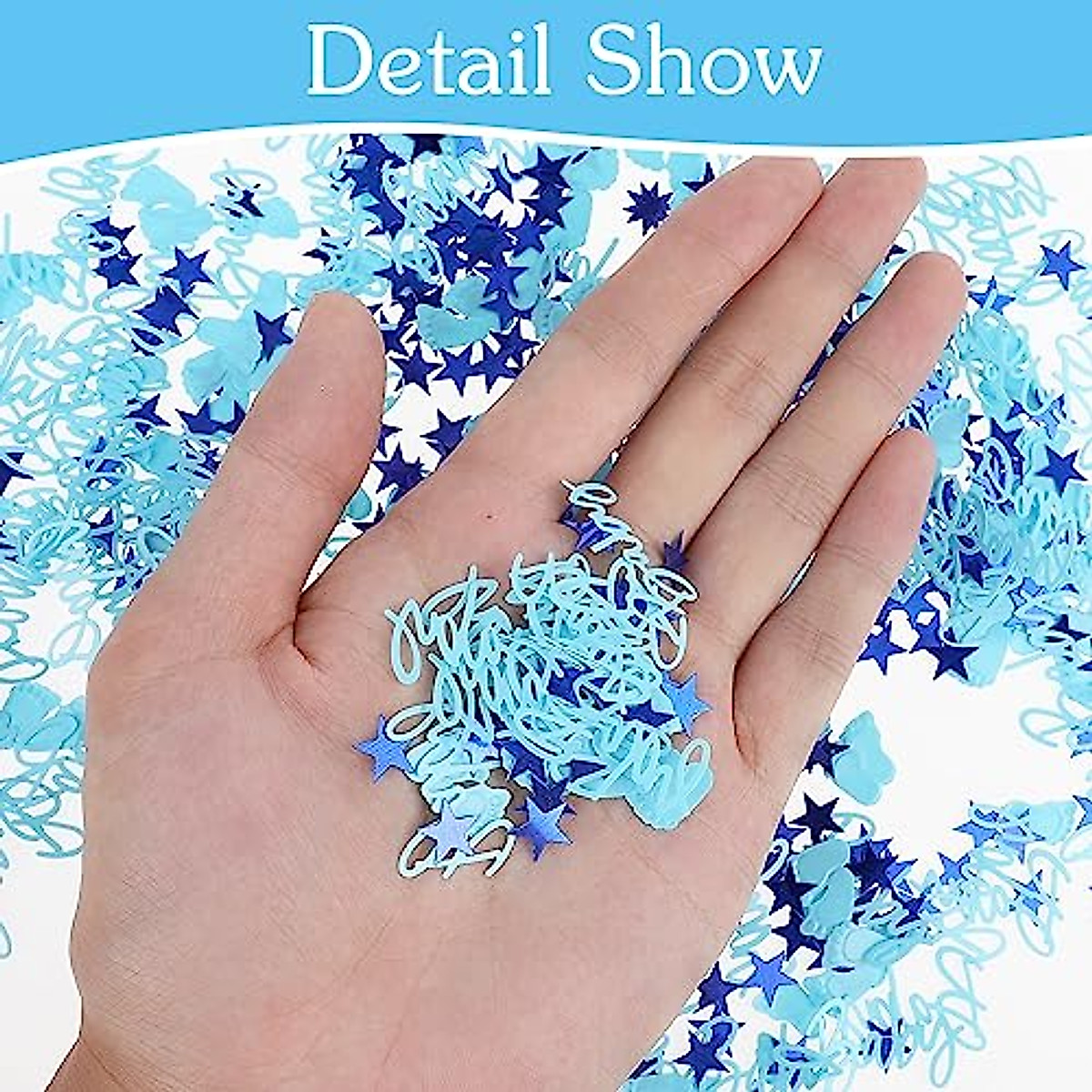 1000 Pieces Baby Shower Decorations Confetti - Blue Boy Party Decorations Table Scatter Confetti, Sprinkle Decor Confetti for Baby Shower Gender Reveal Party Supplies (Blue Feet)