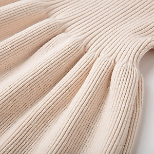 Simplee kids Little Girls' Long Sleeve Girl Dresses and Rompers Ribbed Knit Sweater Dress Apricot for 2T