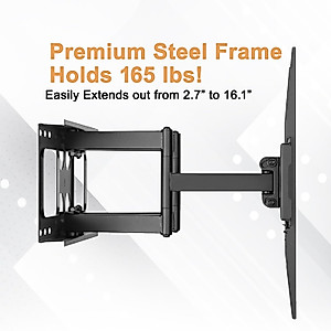 Premium Mount - Heavy Duty Dual Arm Articulating TV Wall Mount Bracket for TCL 55" Class 5-Series 4K UHD QLED Dolby Vision HDR Smart ROKU TV - 55T551 Tilt & Swivel with Reduced Glare - Buy Smart!