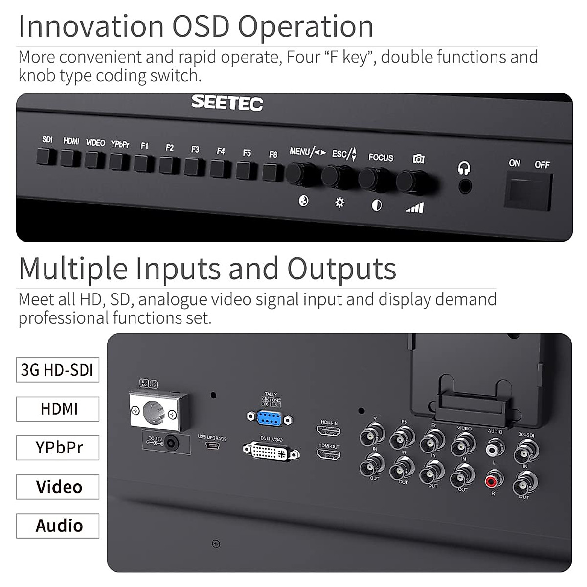 SEETEC P215-9HSD-192 21.5 Inch Broadcast Production LCD Monitor 3G SDI 4K HDMI Input and Output IPS Full HD 1920x1080