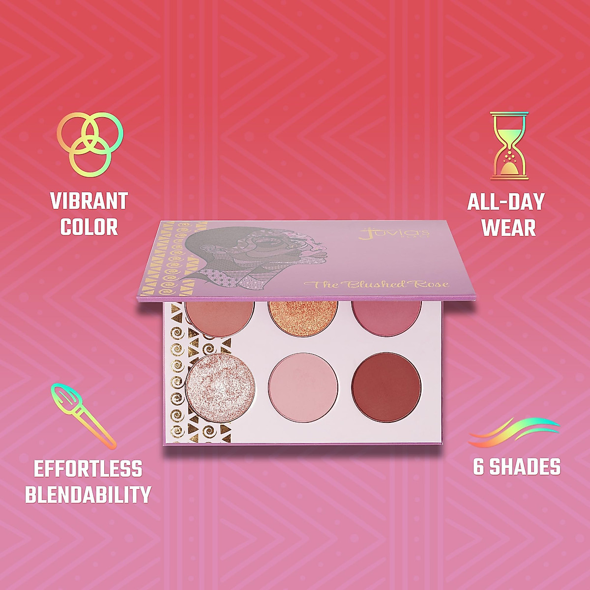 Juvia's Place Palette Blushed Rose - Rosy, Pinks, Rose-Gold, Shades of 6, Professional Eye Makeup, Pigmented Makeup Palette