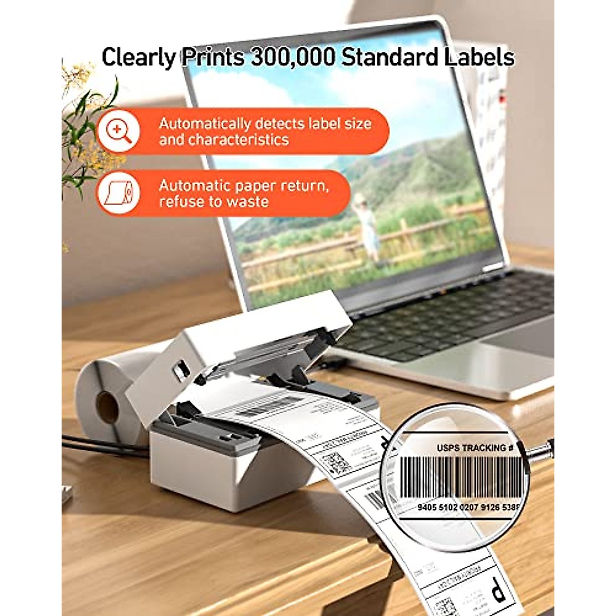 MUNBYN Shipping Label Printer P130, 4x6 USB Thermal Label Printer, Desktop Barcode Label Printer for Shipping Packages Home Small Business, Easy Setup Compatible with Mac, Windows, Linux, UPS, USPS