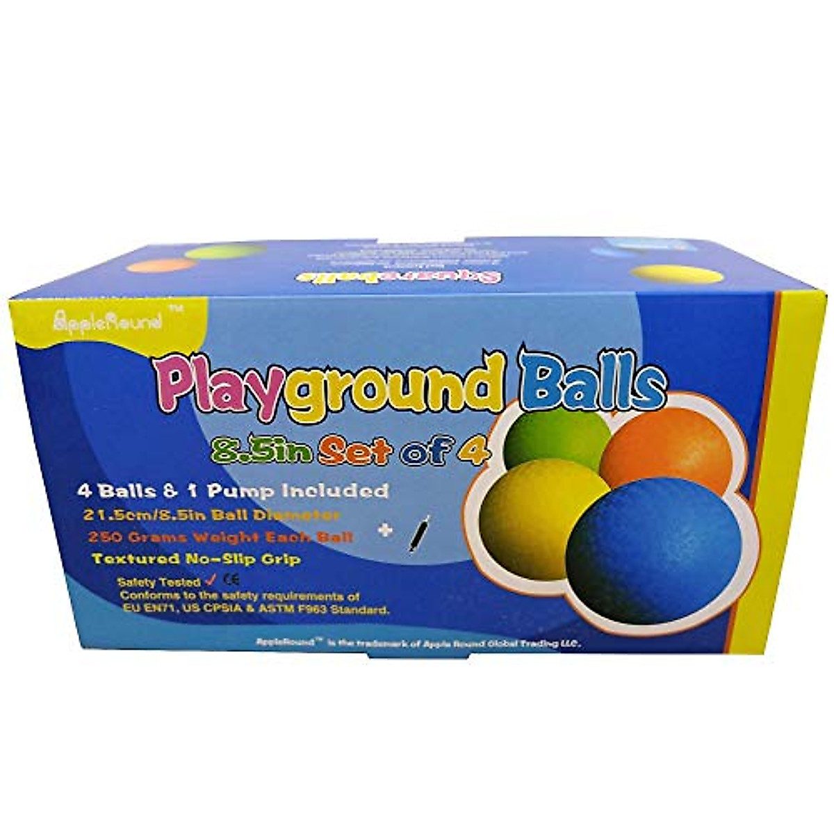 AppleRound 8.5-inch Dodgeball Playground Balls, Pack of 4 Balls with 1 Pump, Official Size for Dodge Ball, Handball, Camps and Schools (4 Balls and 1 Pump)