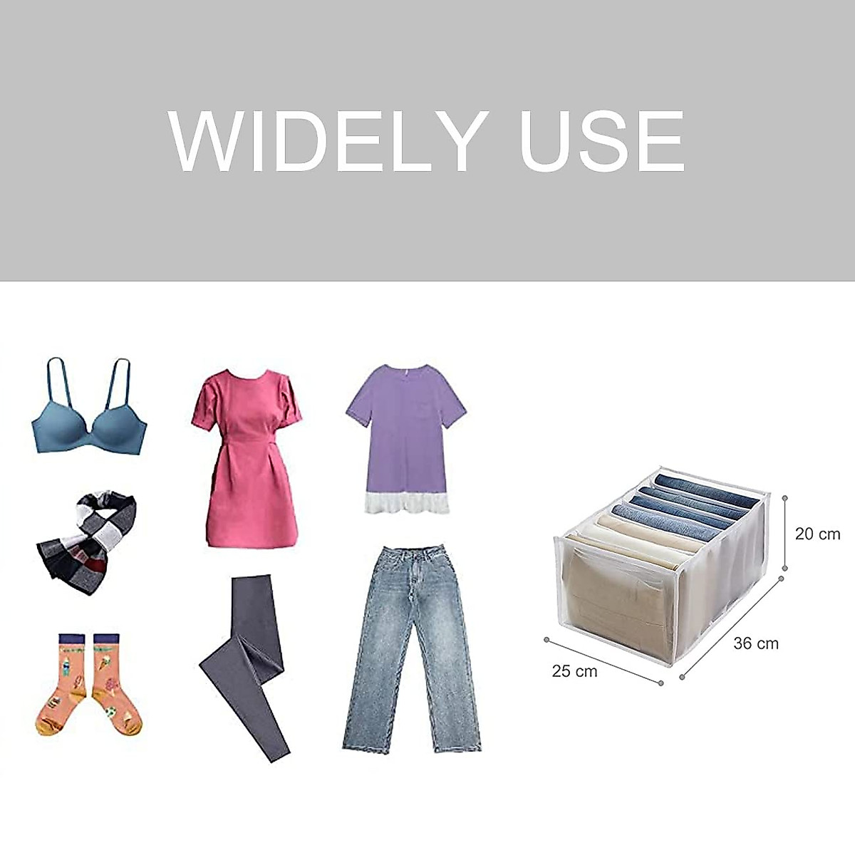 7 Grids Wardrobe Clothes Organizer, Ksndurn White Closet Organizers - Storage Baskets / Clothes Drawer Mesh Separation Box (model)