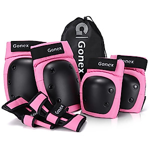 Gonex Knee Pads Elbow Pads with Wrist Guards, Kids Youth Adult Skateboard Skate Pads 3 in 1 Protective Gear Set for Skateboarding Skating Roller Skating Scooter Cycling Biking Bicycle, Pink S