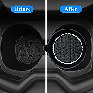 Pinepoem PINEPOEM Universal Car Cup Coaster with Push to Start Button Decoration Ring, Crystal Rhinestone Car Engine Push Start Stop Ring, Bling Car Interior Accessories