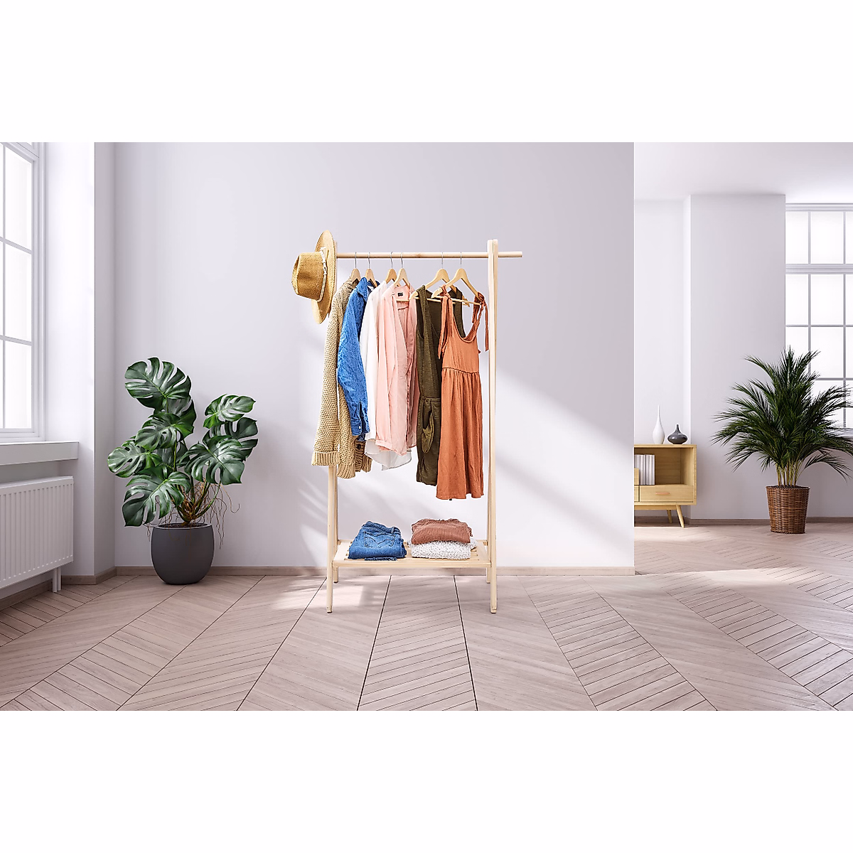 Pennsylvania Woodworks Handcrafted Maple Garment Rack - Sleek & Stylish Clothing Storage, Home Organization, Boutique Display, Coat Rack, Laundry Room Decor - Made in the USA (Large)