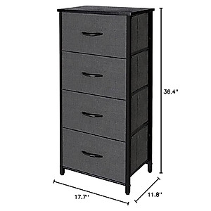 AZL1 Life Concept 4 Drawers Fabric Dresser Storage Tower, Organizer Unit for Bedroom, Closet, Entryway, Hallway - Dark Grey