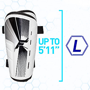 Franklin Sports Soccer Shin Guards for Youth + Adults - Superlight Shin Guards for Men, Women + Kids - (2) Shin Guard Set for Boys + Girls - Large