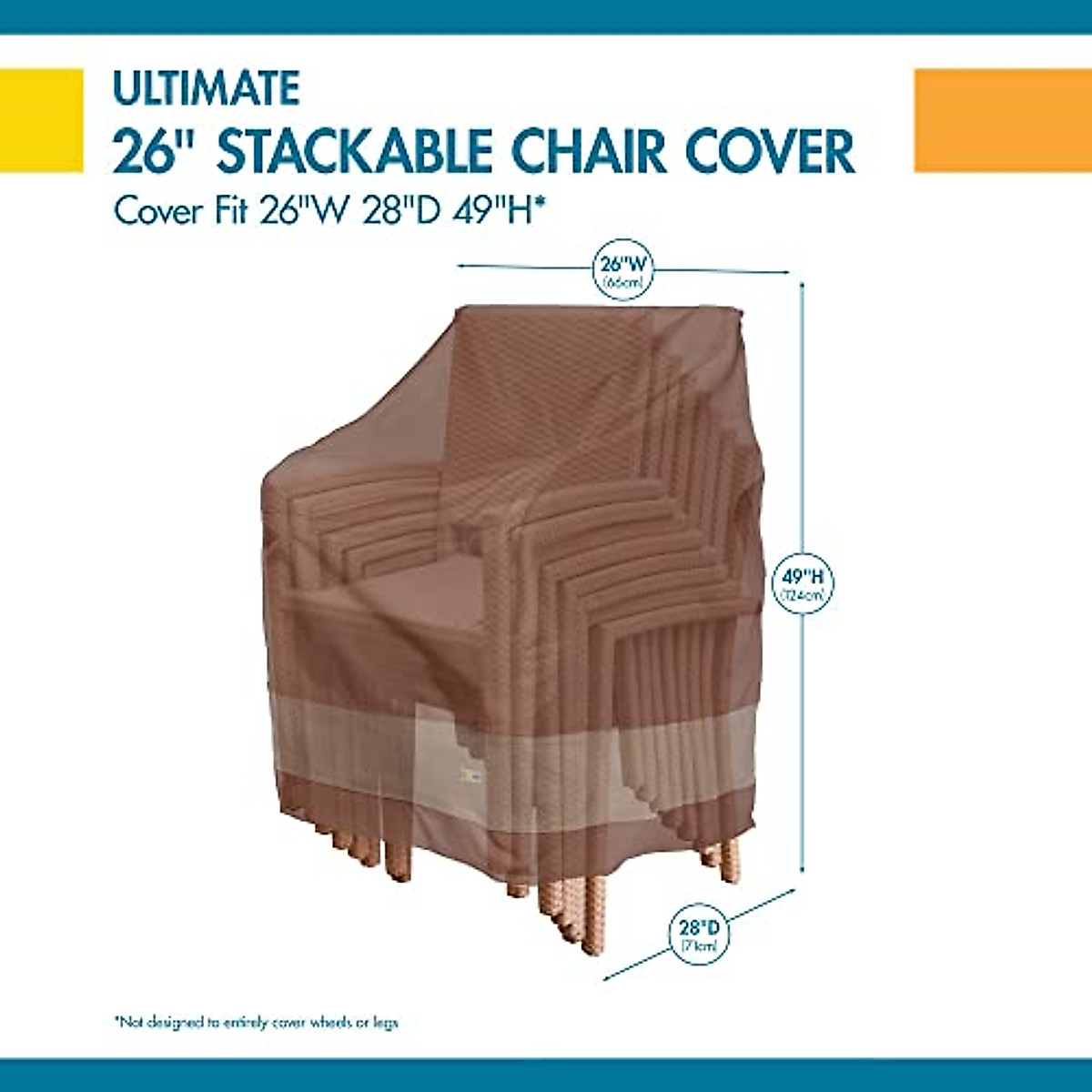 Duck Covers Ultimate Waterproof 26 Inch Stackable Patio Chair Cover, Outdoor Chair Covers