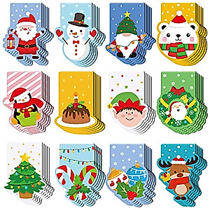 60 Pieces Christmas Magnetic Bookmarks Kids Cute Bookmarks Magnet Page Clips Bookmark with Santa Snowman Reindeer Pattern Xmas Page Clips for Kids Christmas Winter Holiday School Gifts