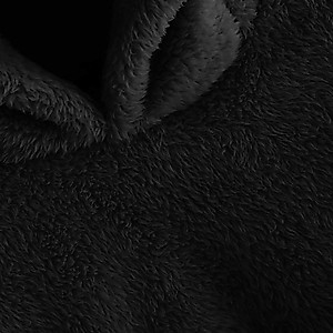 Kaniem Women's Cute Teddy Bear Fleece Hoodie Sweatshirt Coat Warm Bear Shape Teen Fuzzy Long Sleeve Sweater Pullover(Black,M)