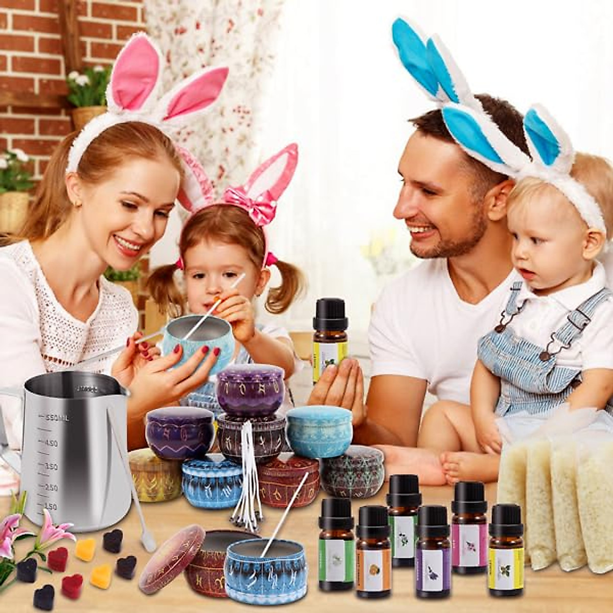 DIY candle making kit supplies gift for adults beginners, which contains candle wicks, wax, jars, stickers, a Pouring Pot. etc. Perfect hobbies, candle kit gift for parent-child lovers women.