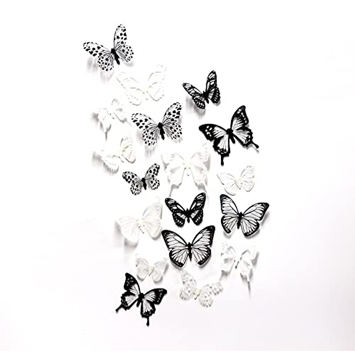 Butterfly Wall Stickers Decal, 36 PCS 3D Black and White Butterfly Stickers with Adhesive,Qyeaber Crystal Butterflies, Removable Art Mural for Baby Kids Bedroom