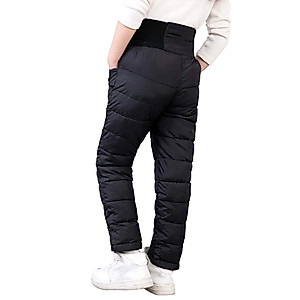 UGREVZ Girls Boys Snow Pants 2-9 years old Thick Winter Warm Pants Girl Activewear Clothes(A0001Black-6)