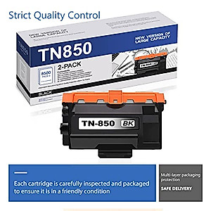 EDH Compatible TN850 TN-850 Toner Cartridge Replacement for Brother High Yield Compatible with DCP-L5600DN MFC-L6750DW L5700DW L5800DW L6800DW HL-L5200DW/DWT L6250DW L5100DN Printer (2 Pack,Black)