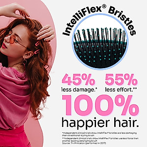 Wet Brush Detangler Hair Brush & Built-In Cleaner Combo, Teal - Detangling Brush with Intelliflex Bristles for Knots, and Tangles - Anti-Static Snag-Free Hair Brush for Split-Ends & Hair Breakage