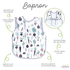 BapronBaby Root Veggies Bapron - No Neck Tie Safer Bib for Baby & Toddler - Soft Waterproof Stain Resistant - Machine Washable - Sz Baby/Toddler 6m-3T