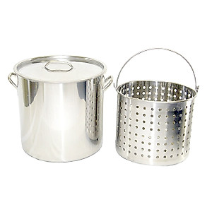 Ballington 13-Gal 16" Stainless Steel Stock Pot w Deep Steamer/Boil Basket & Lid