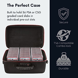 Card Titan Pro Graded Card Storage Box - Great CSG & PSA Graded Card Case with Zipper Lock - 36 Slot Trading Card Storage Box Fits 36 PSA or CSG Graded Slabs and Graded Cards