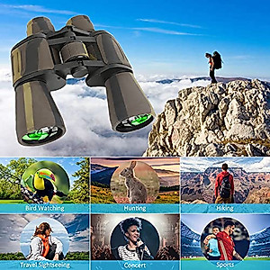 Binoculars for Adults 20x50 High Power Military Binoculars for Adults and Kids with Low Light Night Vision,Compact Waterproof Bird Watching Travel Hunting Stargazing BAK-4 Prism FMC Lens(Brown-2)