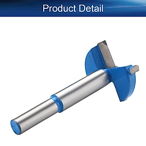 Auniwaig Forstner Drill Bits, 38mm Dia Wood Hole Saw, Auger Opener Cemented Carbide, 80mm Length Woodworking Hinge Hole Drilling Boring Bit Cutter, Round Shank, Blue, 1 Pcs