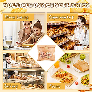 Outus 400 Pcs Heat Sealable Bakery Bags with Window Grease Resistant Kraft Cookie Bags Pastry Bags with Paper Stickers for Packaging Donut Bread Cookie Goods Sandwich Baked Treat (7.1 x 7.5 Inch)