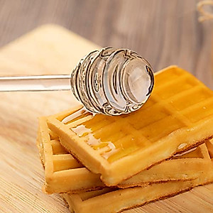 HAIJSEVR Beehive Honey Jar, Glass Honey Pot with Dipper and Lid Cover, Large Container for Bee Pie Jam Jelly Home Kitchen, Clear 10.5 Ounce(300ml)